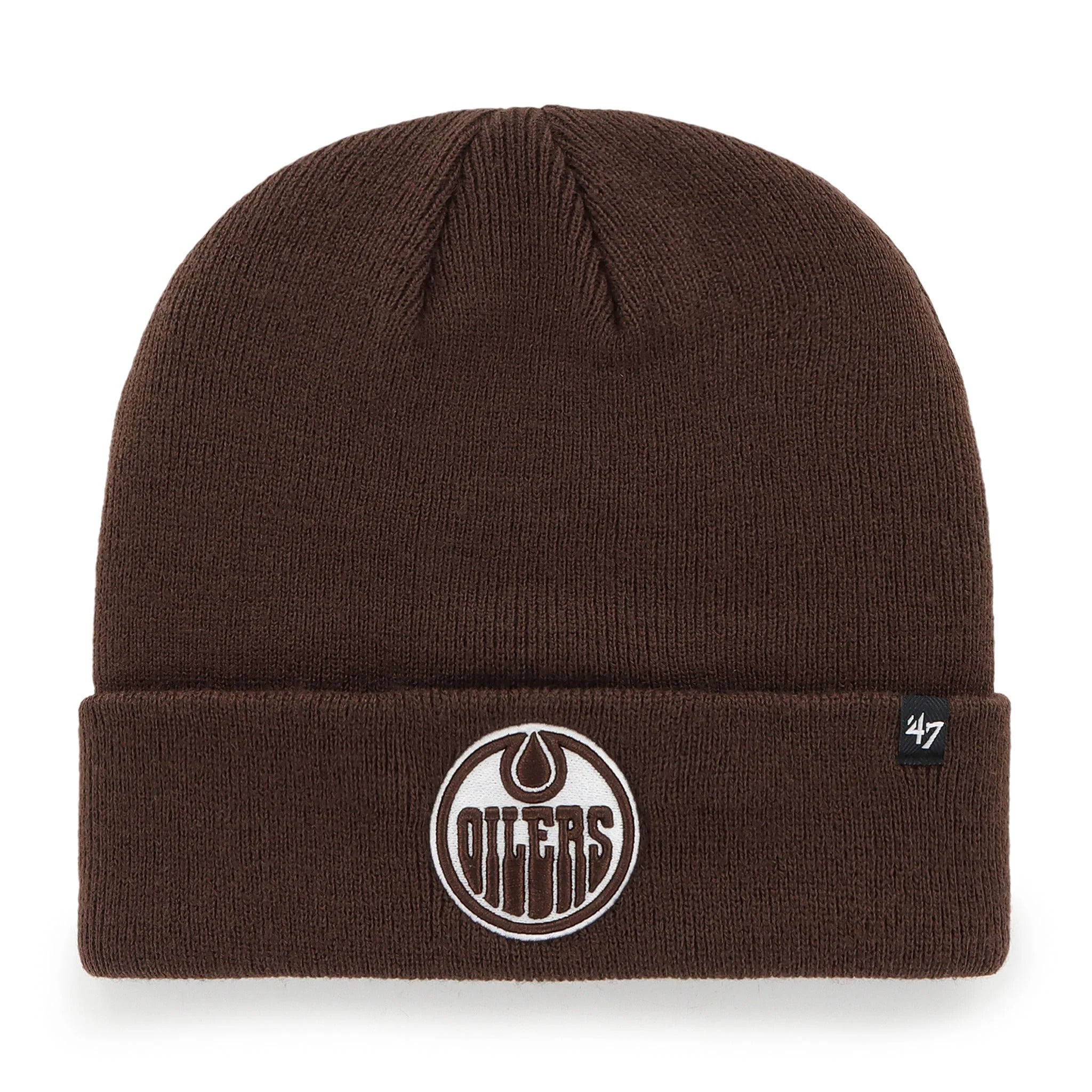 47 Brand Edmonton Oilers Dark Chocolate Raised Cuffed Knit Hat - Brown ...